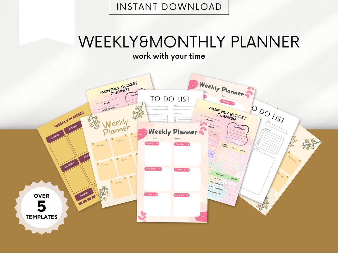 Weekly Organizer, Editable Template, Productivity Tool, Playful ...
