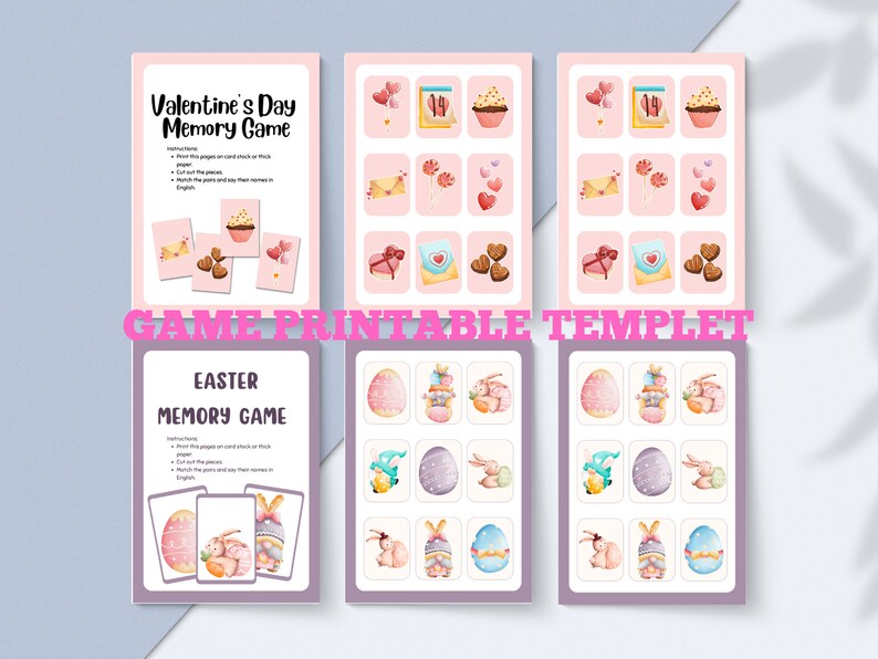 Educational Memory Games, Printable Learning Games, Preschool Memory ...