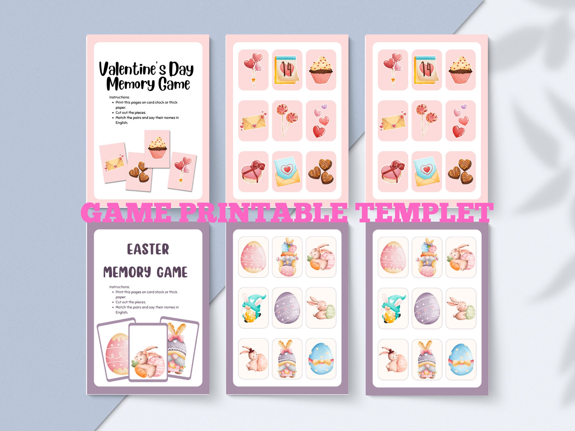 Educational Memory Games, Printable Learning Games, Preschool Memory ...