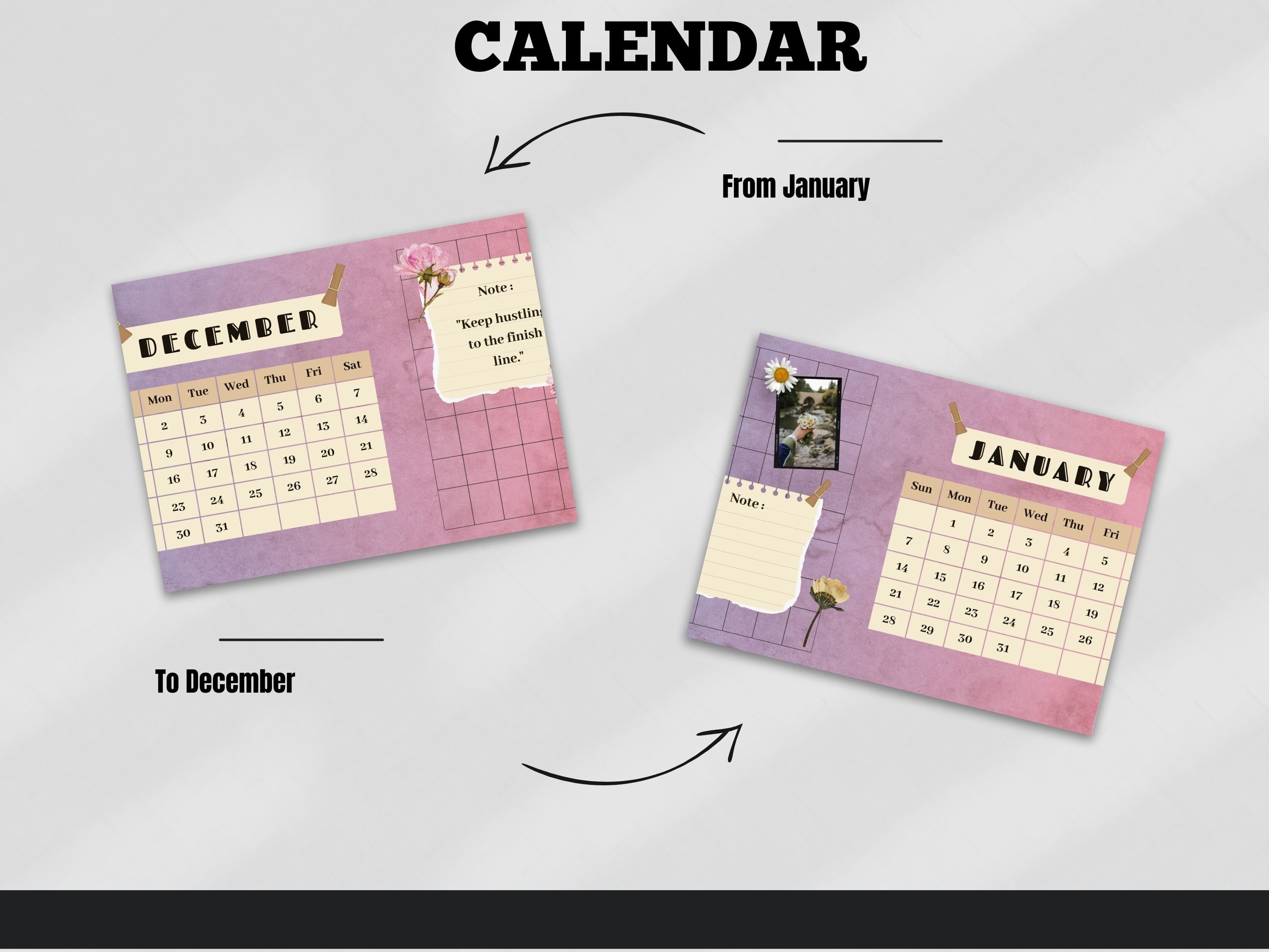 Full-year Calendar Monthly Overview Yearly Scheduler - Etsy