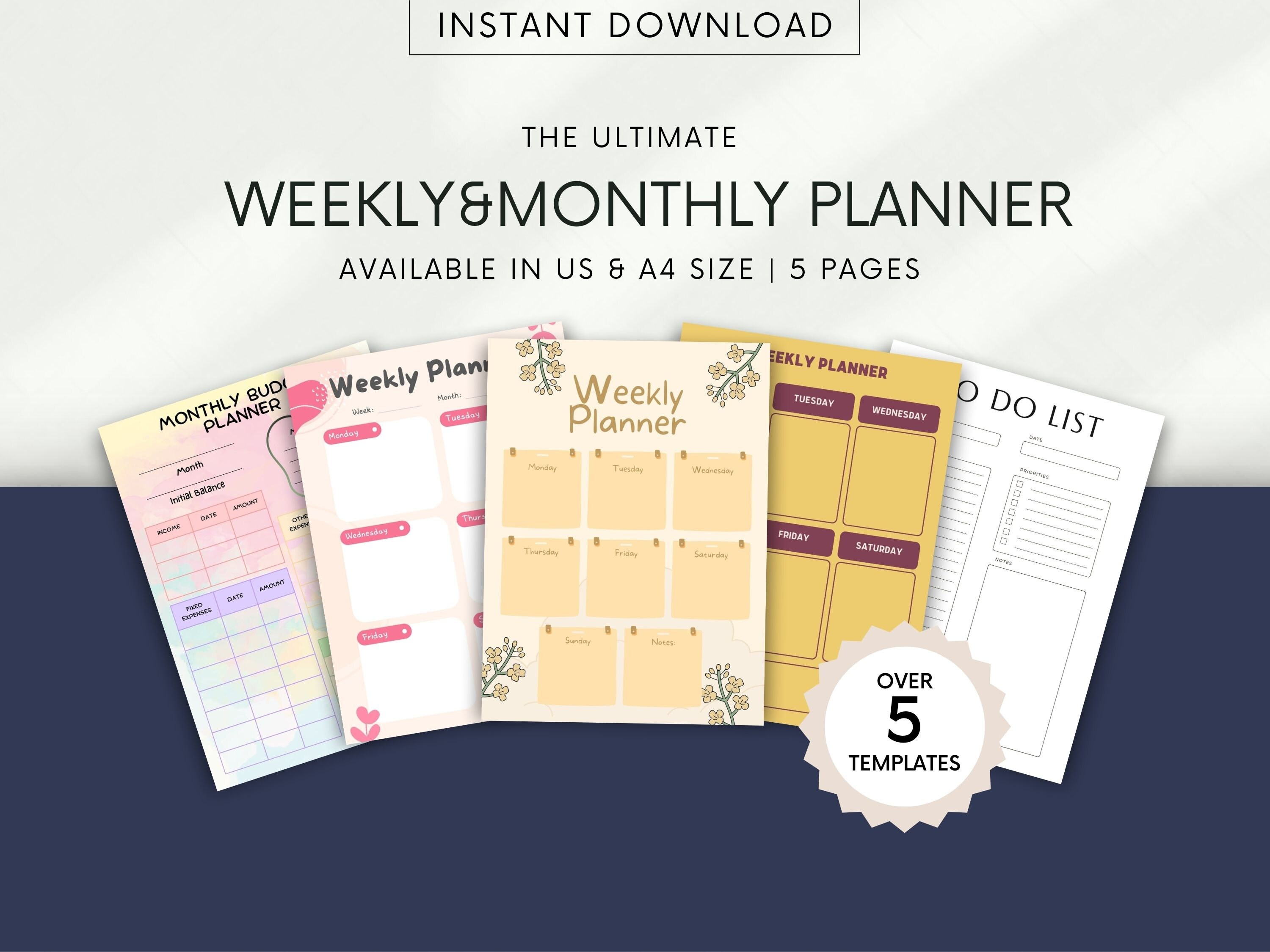 Weekly Organizer, Editable Template, Productivity Tool, Playful ...