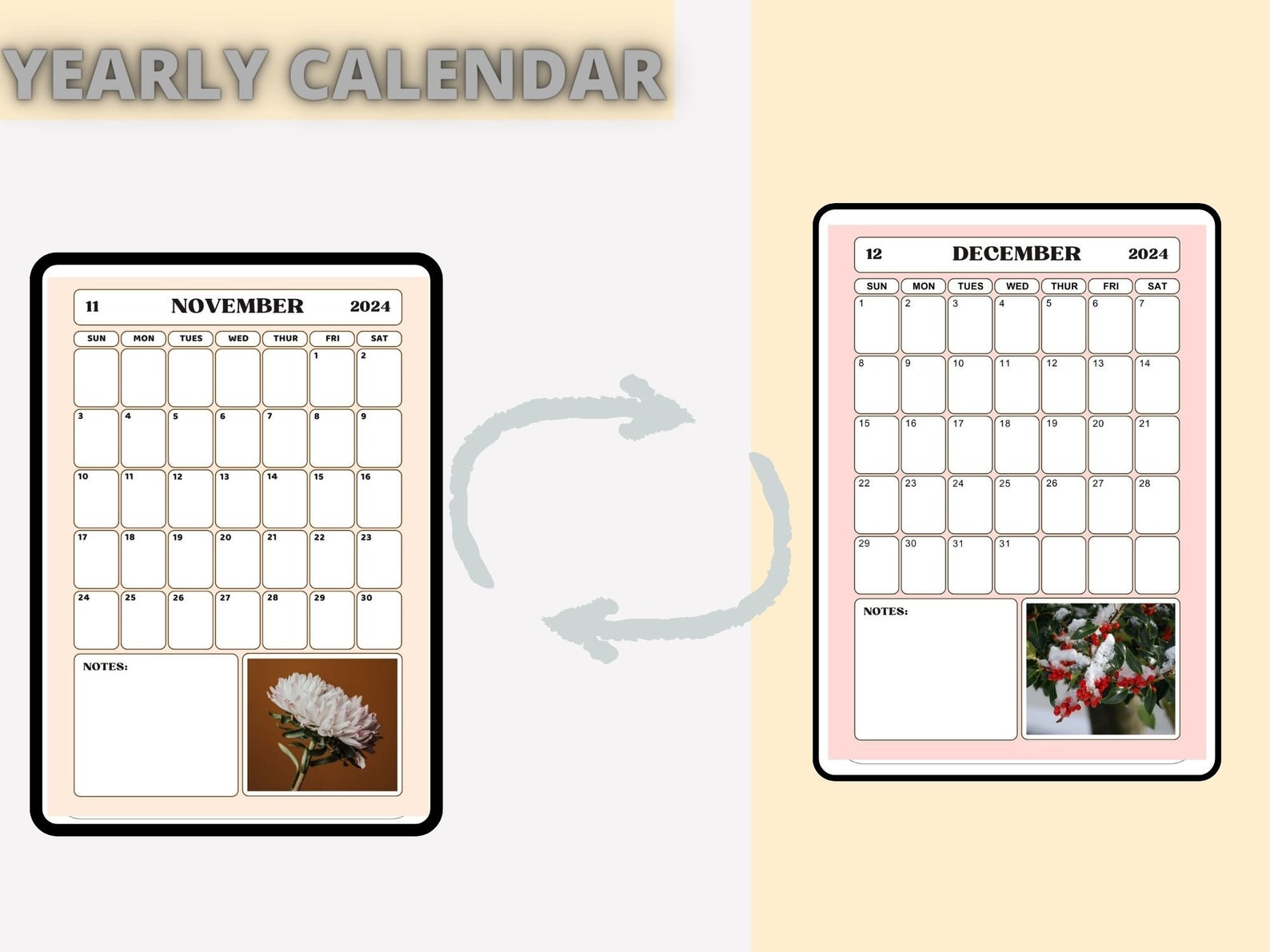 Goal Setting, Full-year Calendar, Monthly Overview, Yearly Scheduler ...