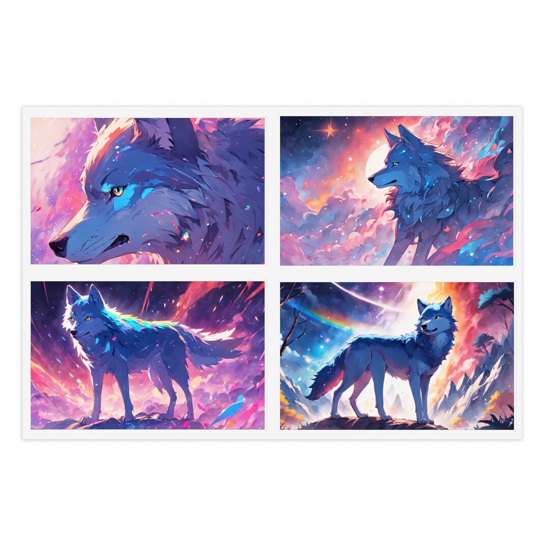 Rainbow Heaven Wolf Sticker Sheets - Etsy
