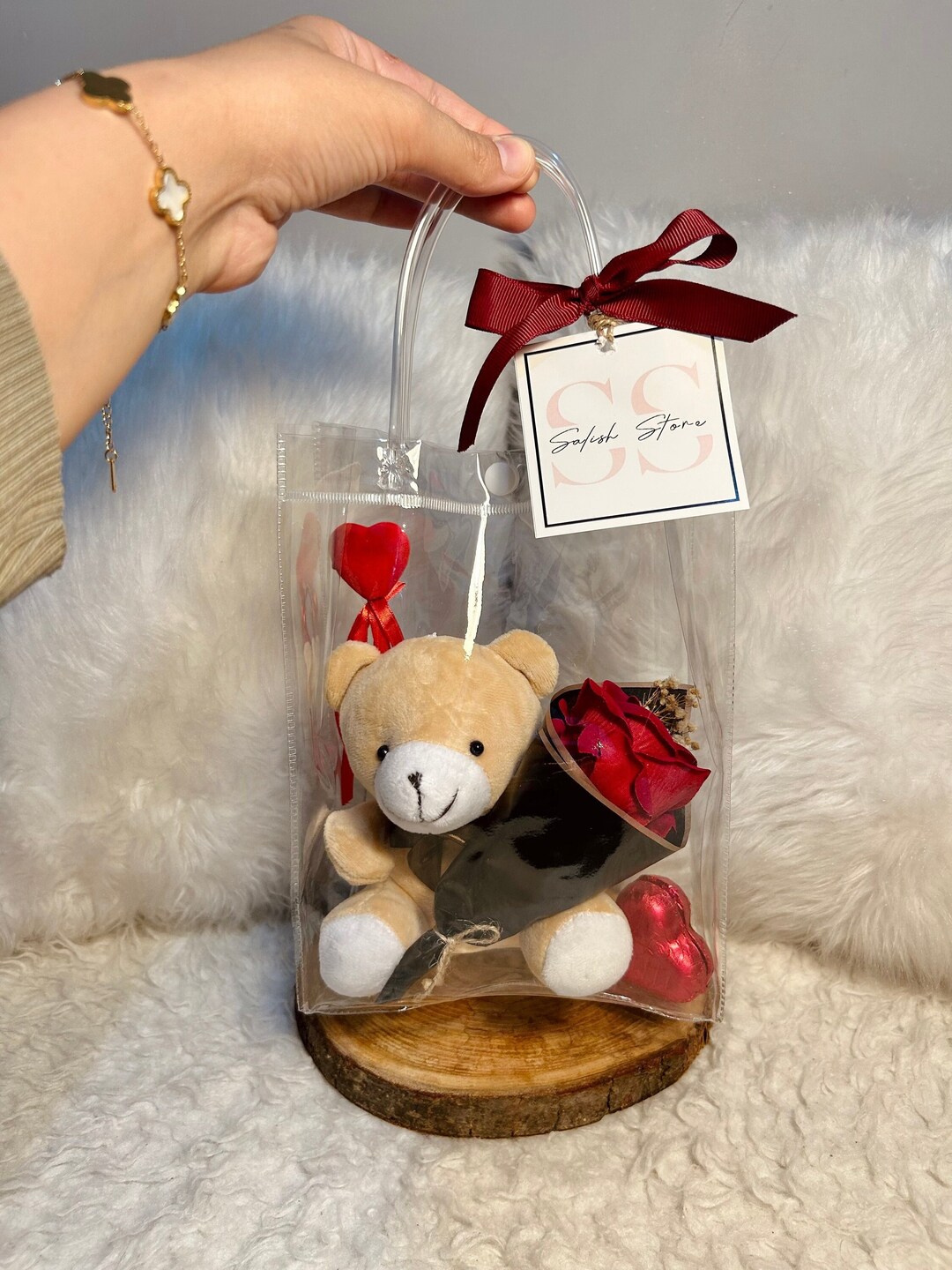 Gift Set for Your Loved One - Transparent Bag, Teddy Bear, Everlasting ...
