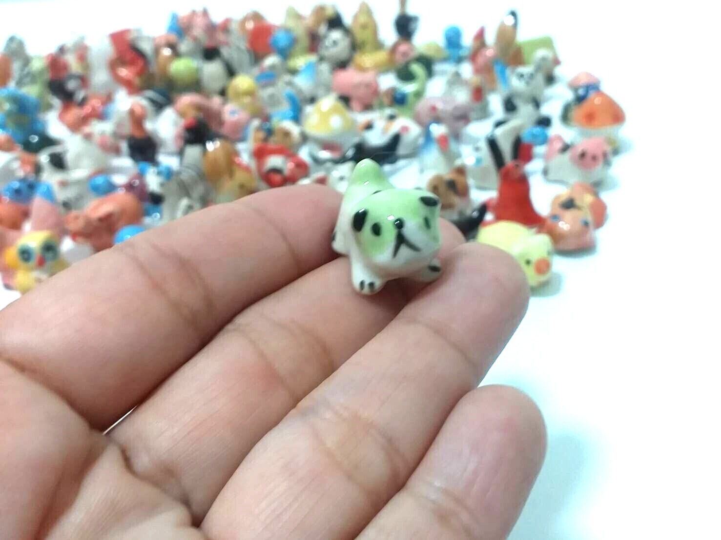 Bulk 12 Miniature Mixed Ceramic Hand Painted Figurine Animal ...