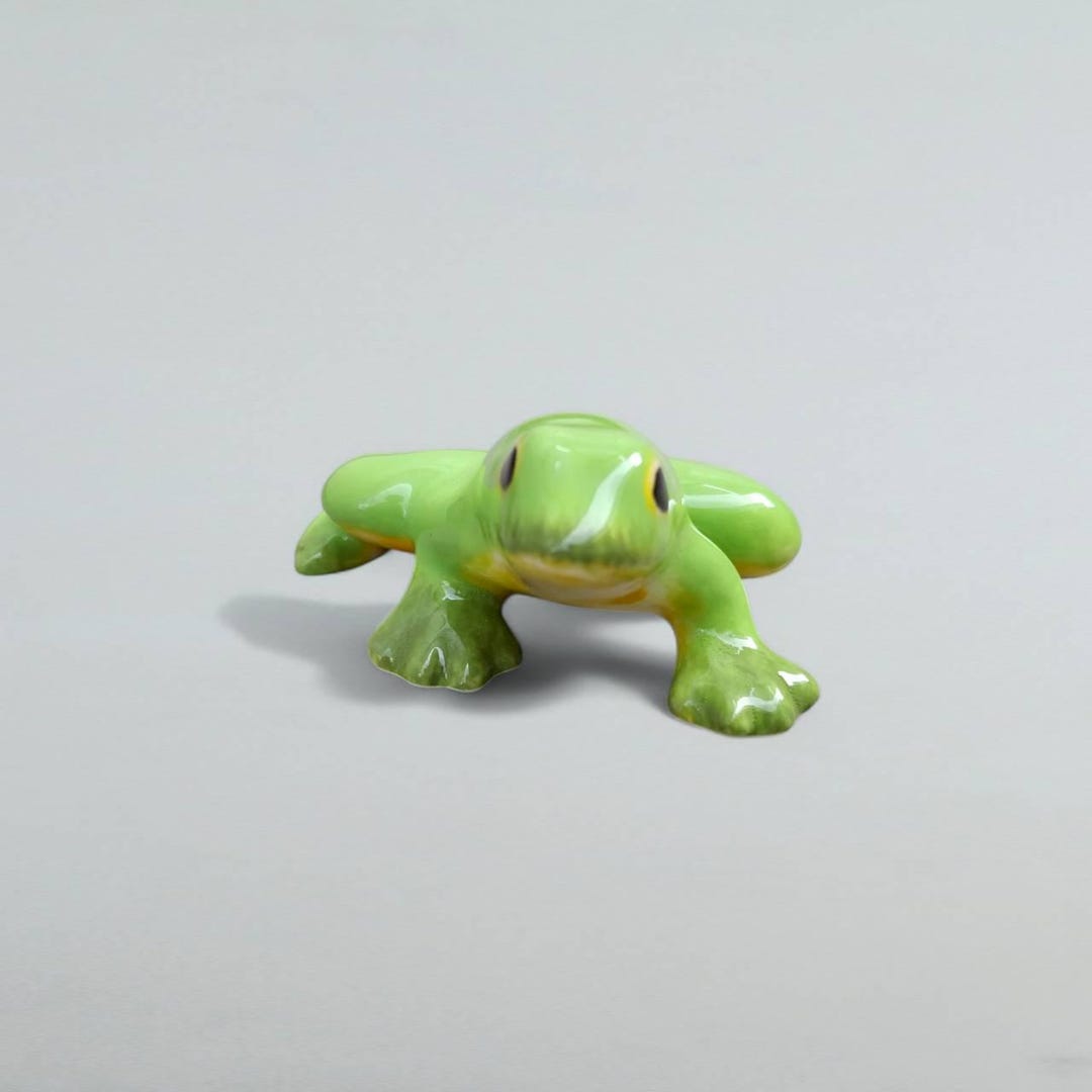 Hand Painted Ceramic Frog Figurine: Miniature Fairy Garden Decor - Etsy