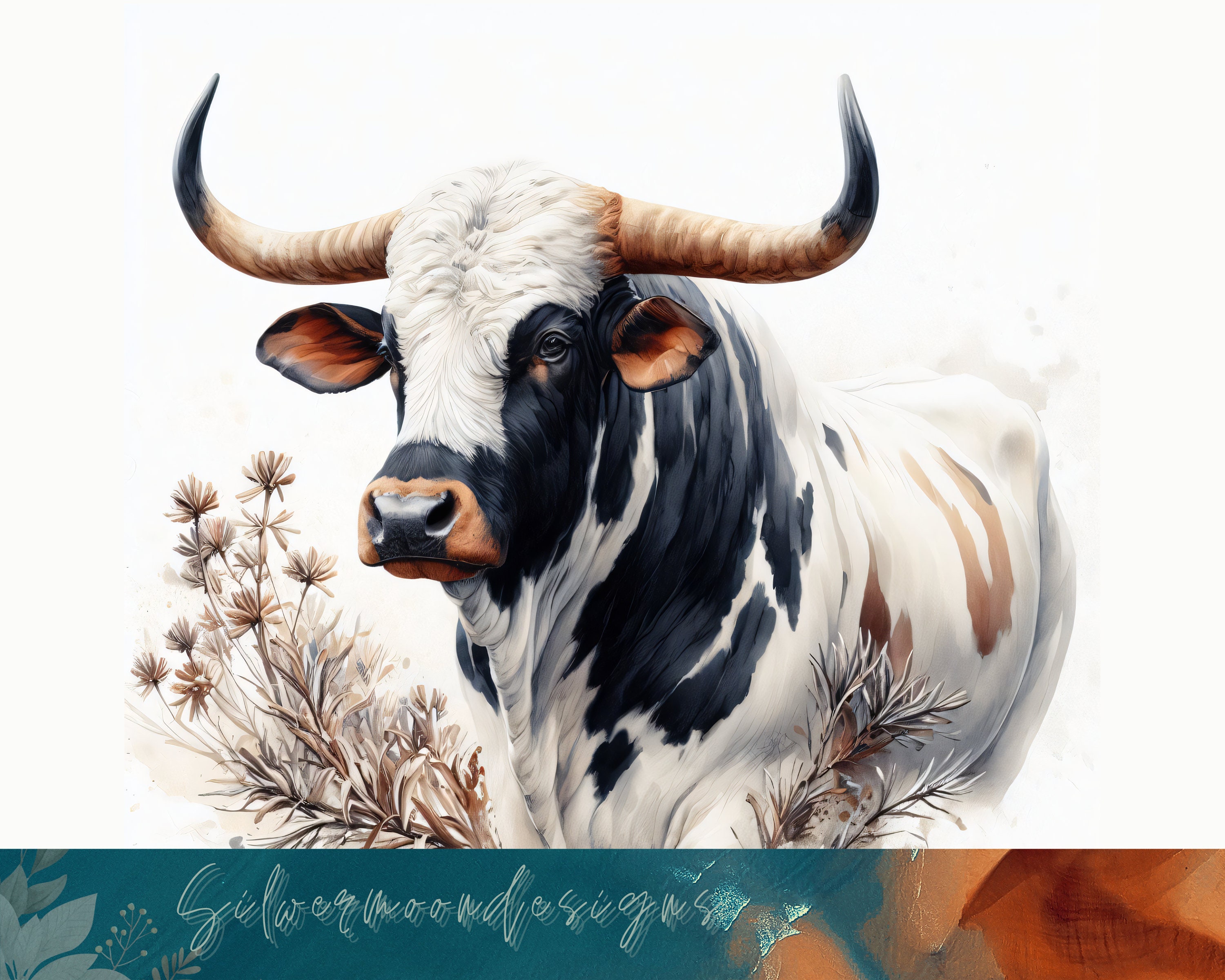 Nguni Cattle Digital Download Art Watercolors South Africa Printable ...