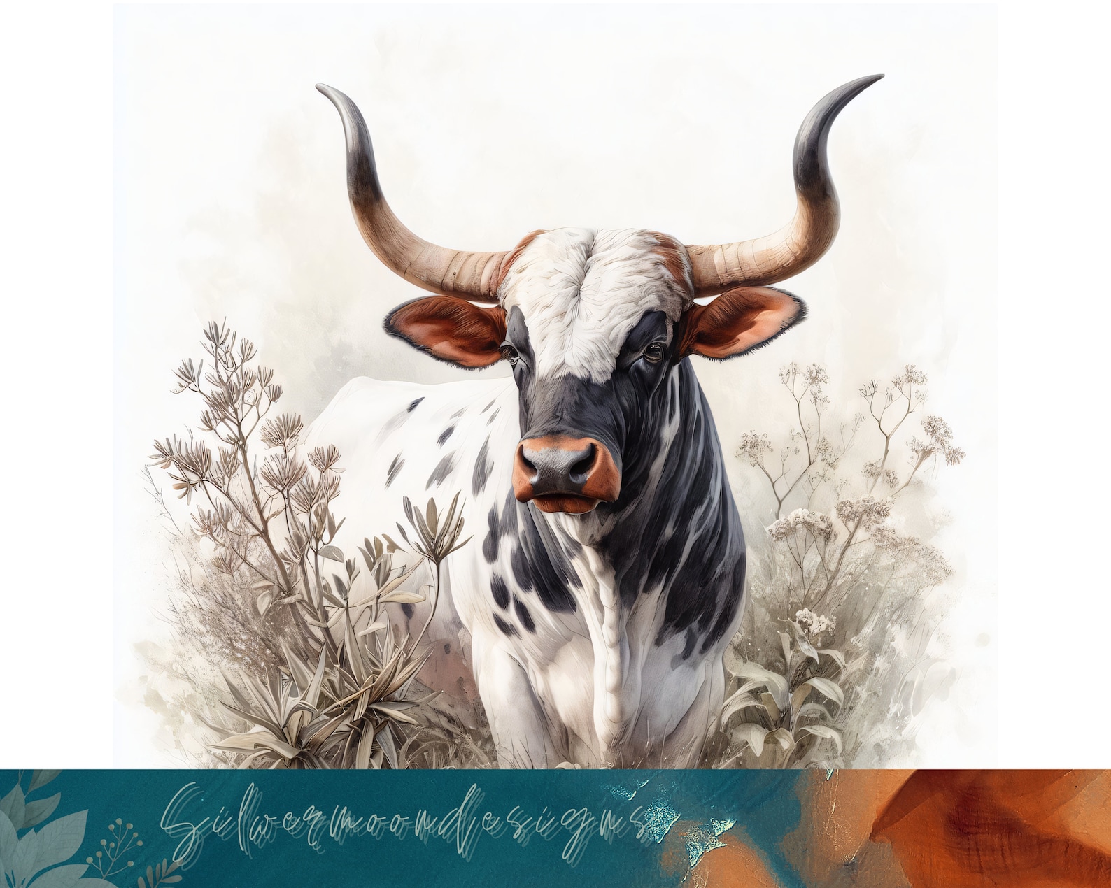 Nguni Cattle Digital Download Art Watercolors South Africa Printable ...