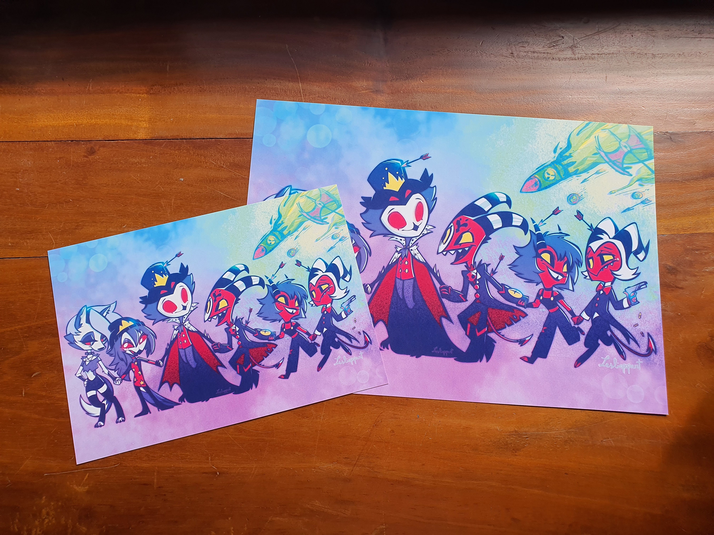 Helluva Boss Illustration Poster Postcard, Blitzo, Moxxie, Millie ...