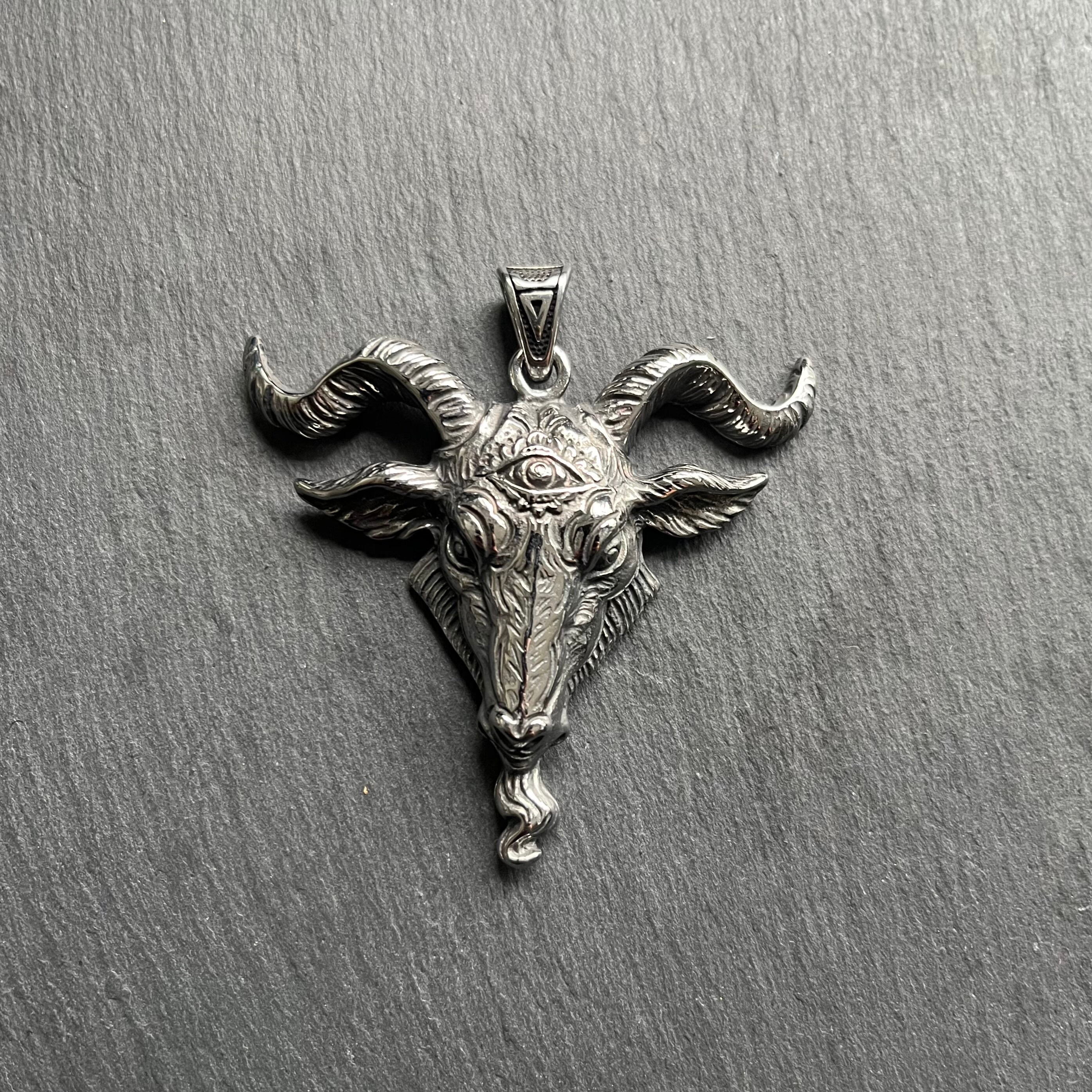 Baphomet Satanic Goat Head Pendant Necklace Gothic Jewellery Occult ...