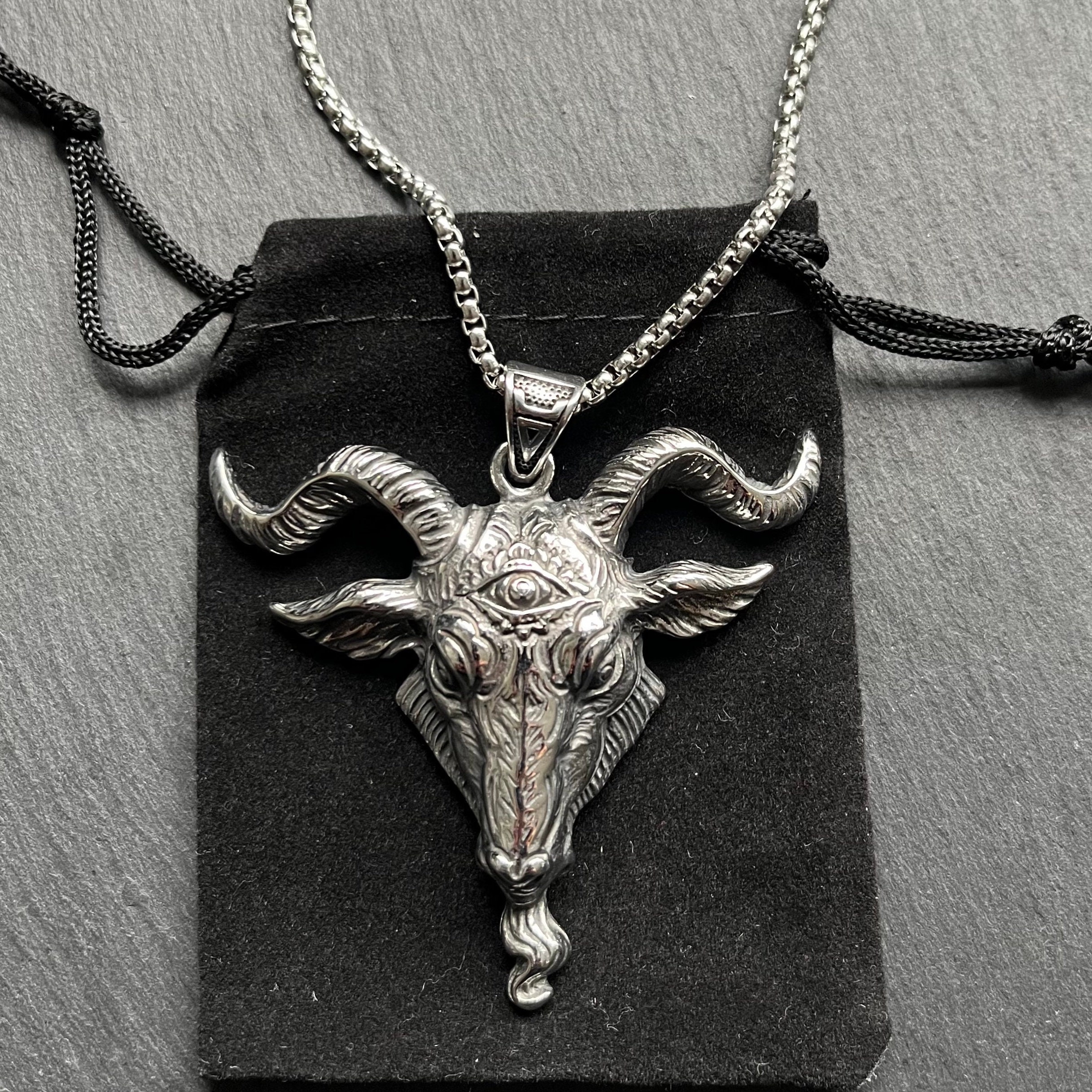 Baphomet Satanic Goat Head Pendant Necklace Gothic Jewellery Occult ...