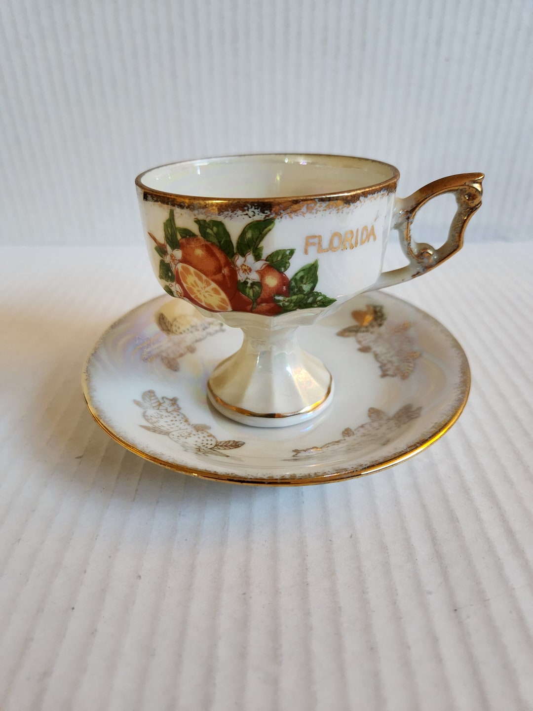 Vintage Florida Teacup & Saucer - Etsy