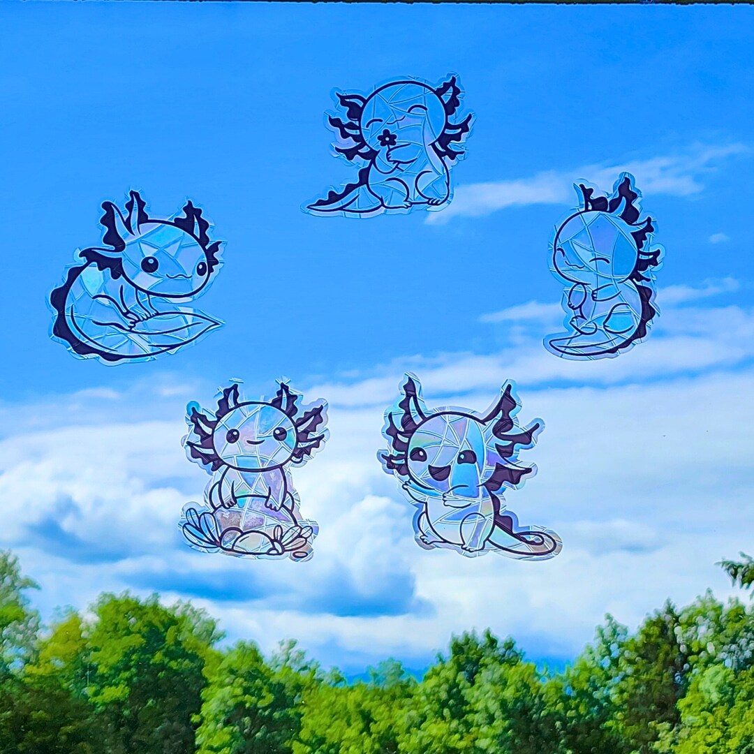 Axolotl Sun Catcher Sticker Set of 5 Sun Catcher Window Sticker Rainbow ...