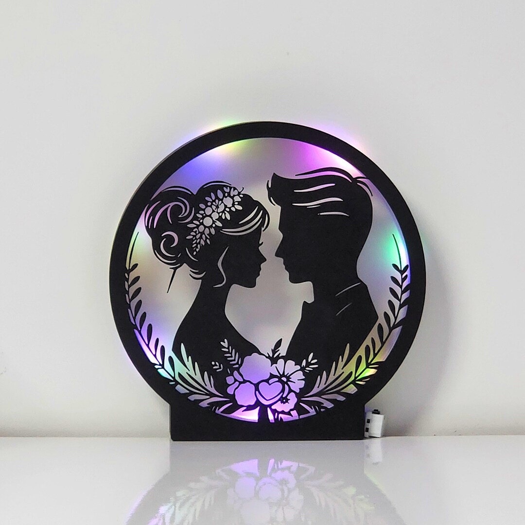 Interior Light Decoration Silhouette Couple in Love Night Light ...