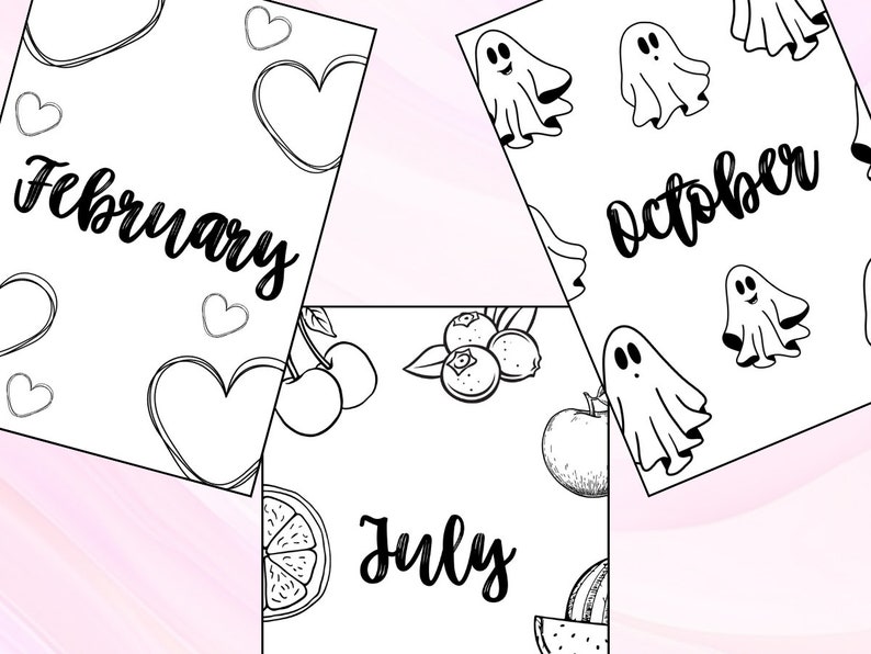 12 Monthly Cover Pages Printable Cover Page A5 Journal Page Monthly ...