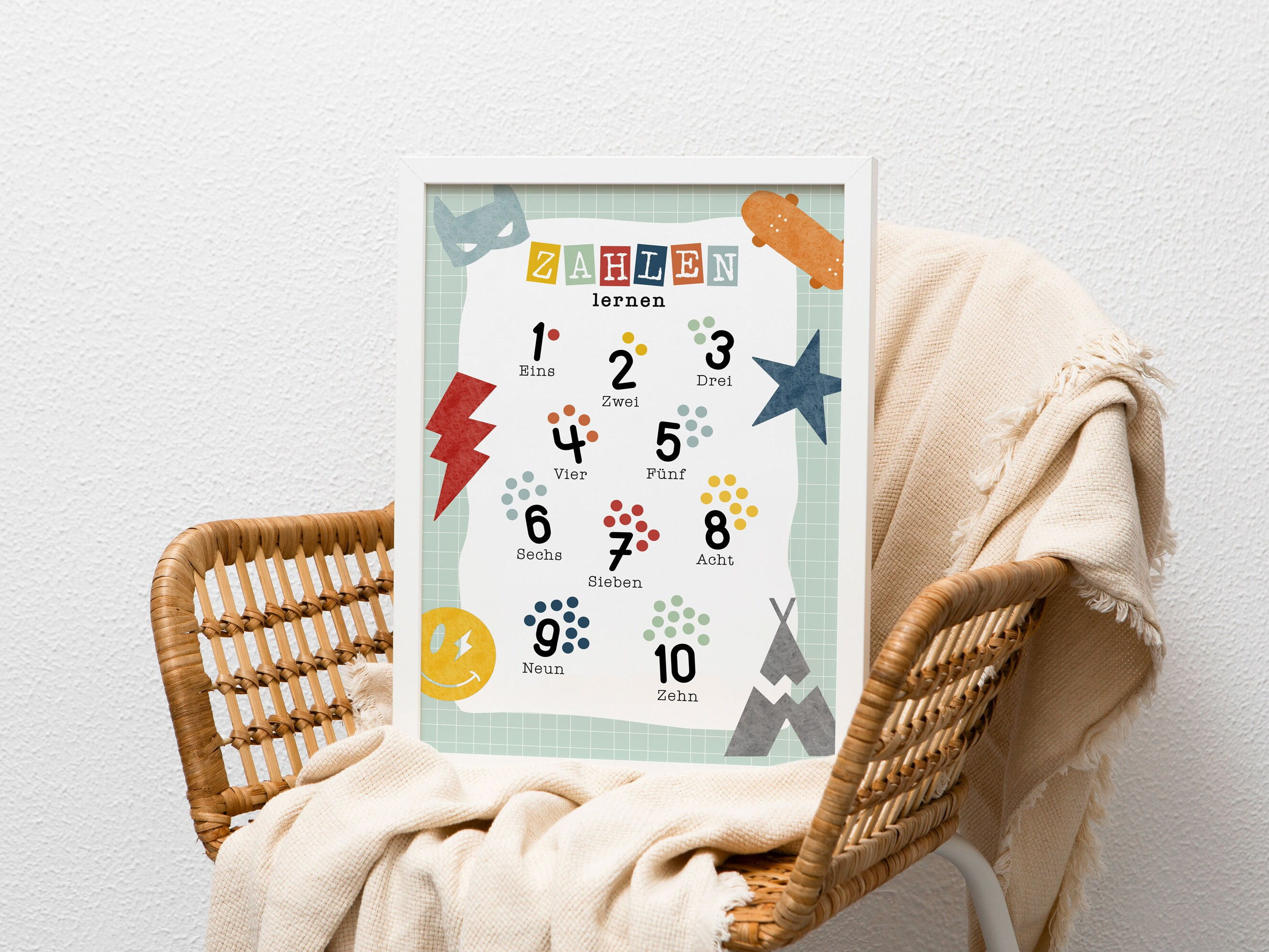Zahlen Poster A4 & A3 | Kinderposter | Poster | Kinderzimmer | Zahlen ...