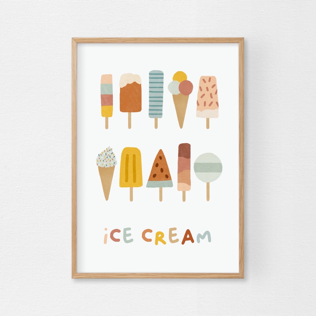 Ice Cream Poster A4 & A3 Children's Poster Poster Children's Room Ice ...