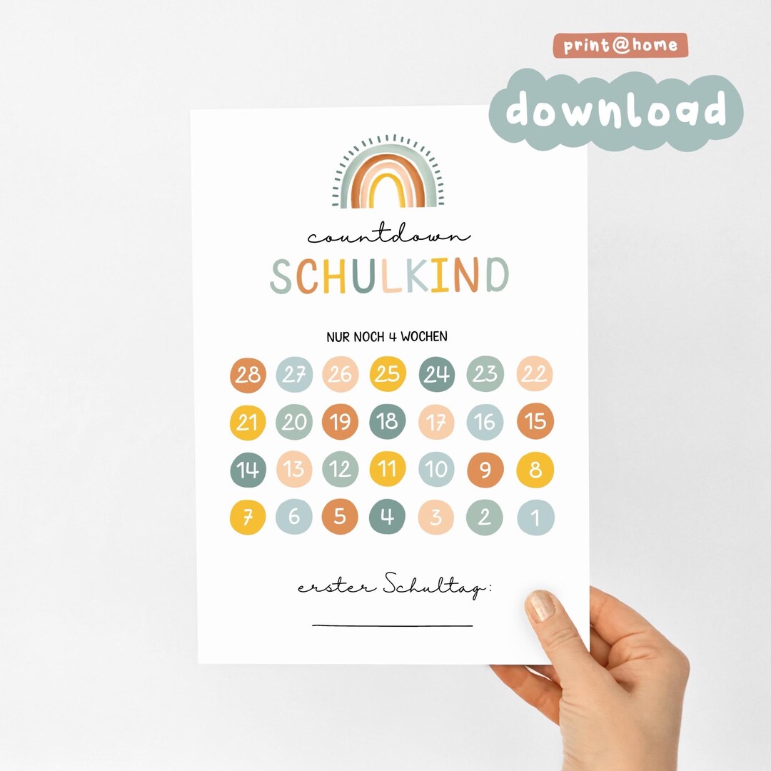 Countdown Schoolchild Poster A4 | DIGITAL DOWNLOAD | Poster | Children ...