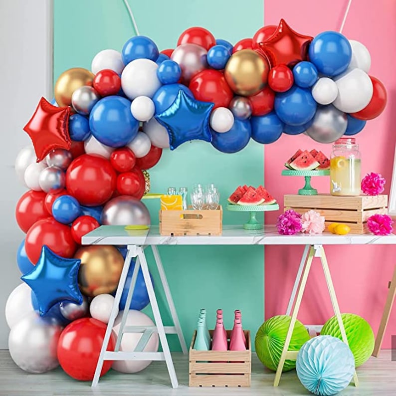 Red White and Blue Balloon Arch Kit With Stars- 80 Pcs - Etsy