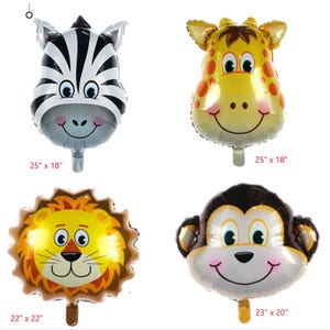 Jungle Animals Balloon-4 Pcs. Zebra, Giraffe, Lion, Monkey Foil Animal ...