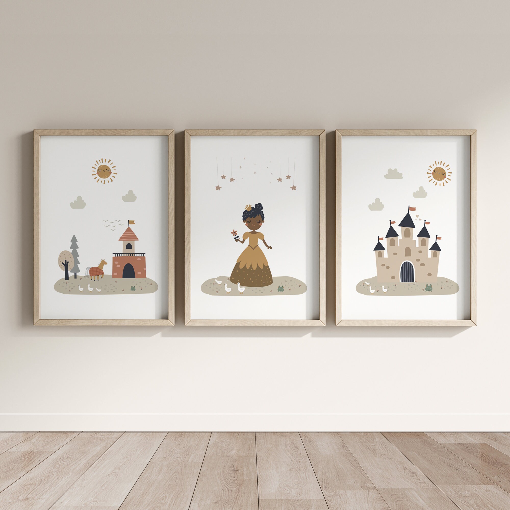 Little Princess Printable Illustration Set of 3 - Modern Nursery Art ...