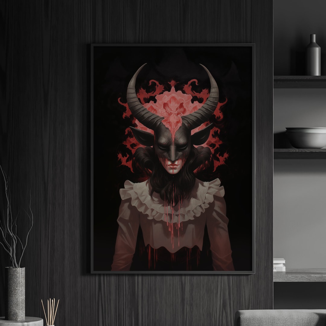 Crimsoned Giclée Art Print, Baphomet Woman Occult Acrylic Painting ...