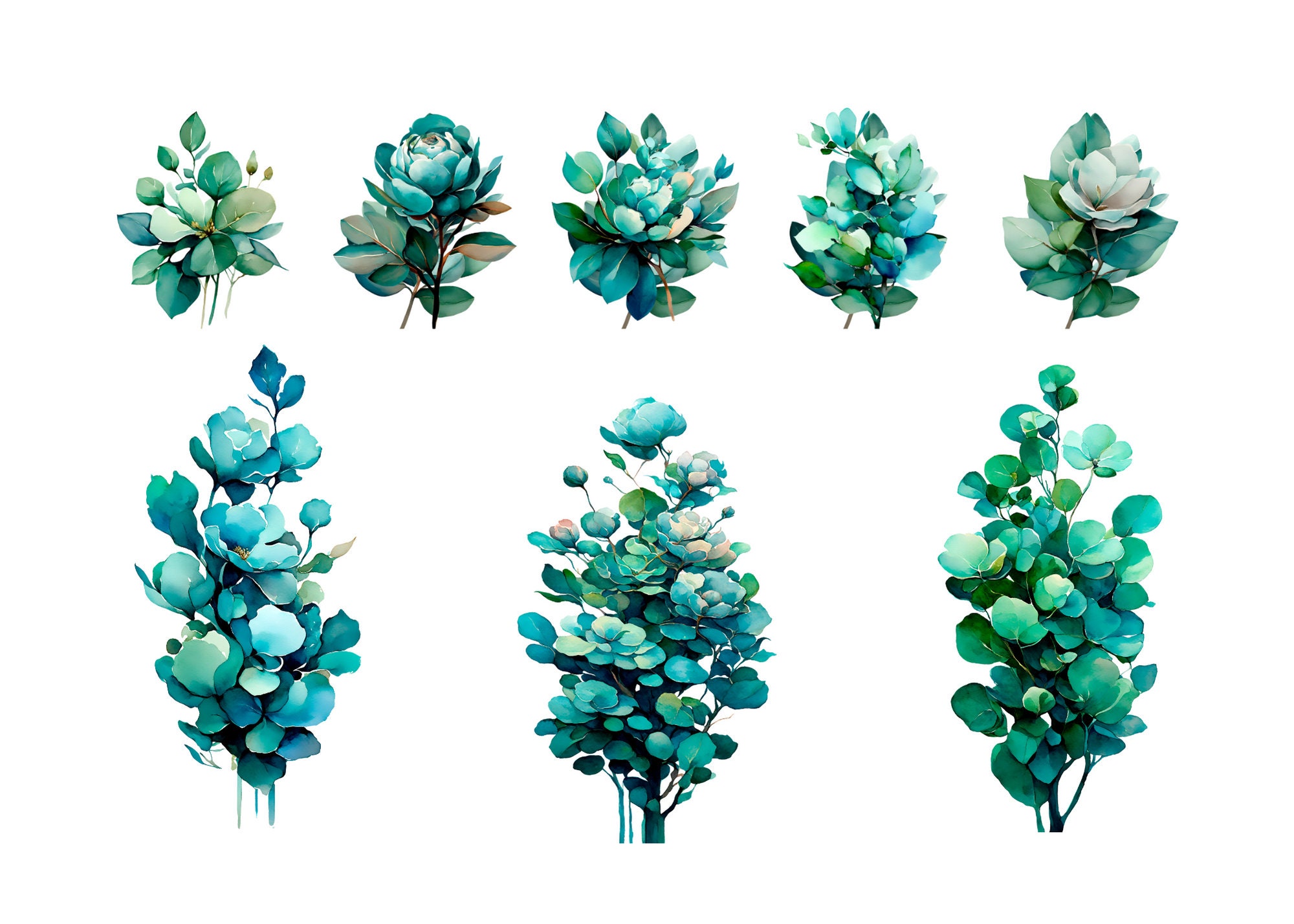 Watercolor Eucalyptus Clipart, Leaves, Eucalyptus Branches, Wedding ...