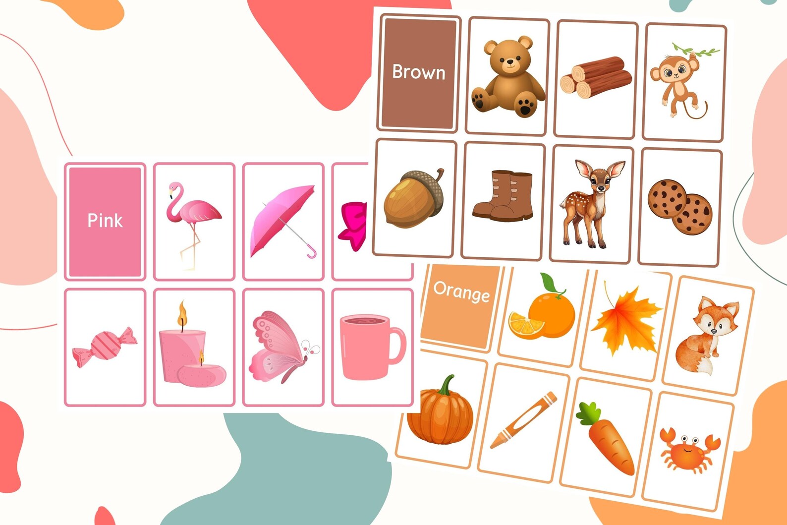 Printable Color Flashcards Montessori Flashcards Sorting - Etsy