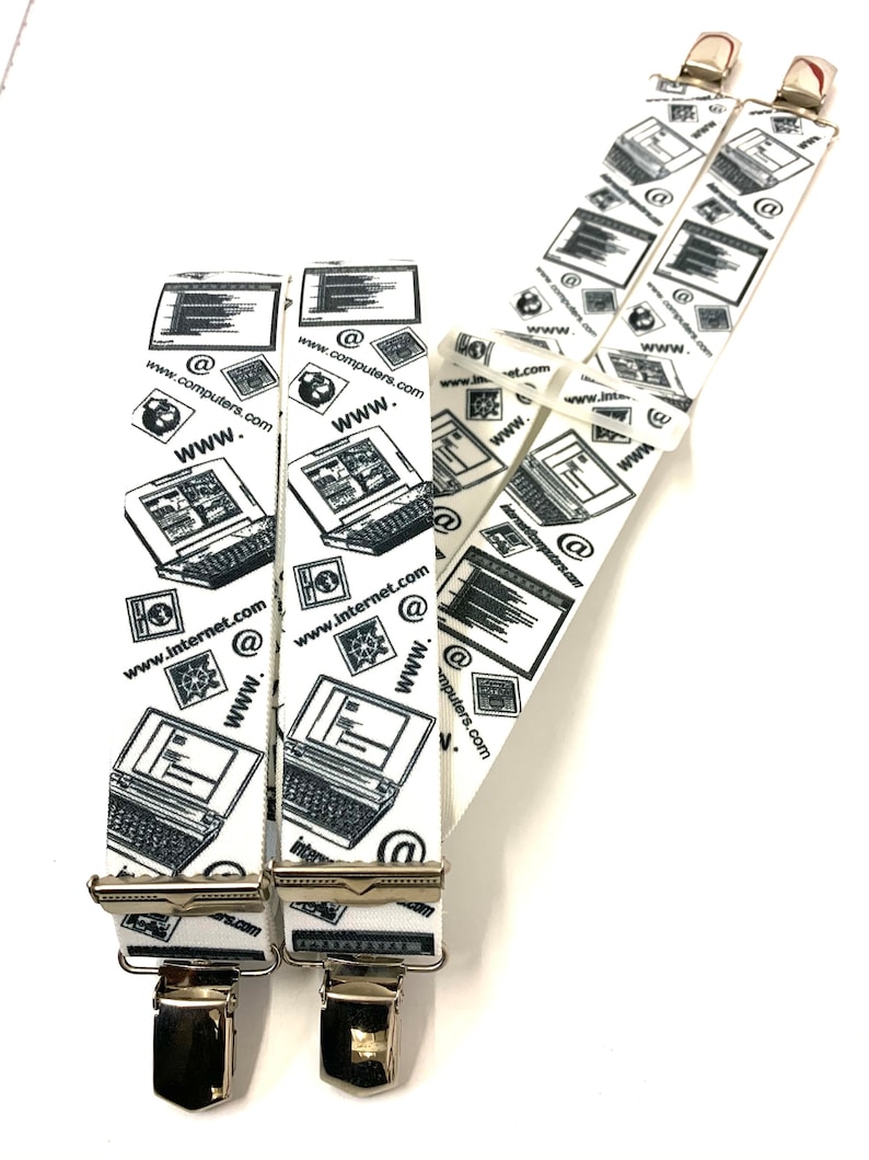 Suspenders 4 Clip H Shape With Computer Motif - Etsy