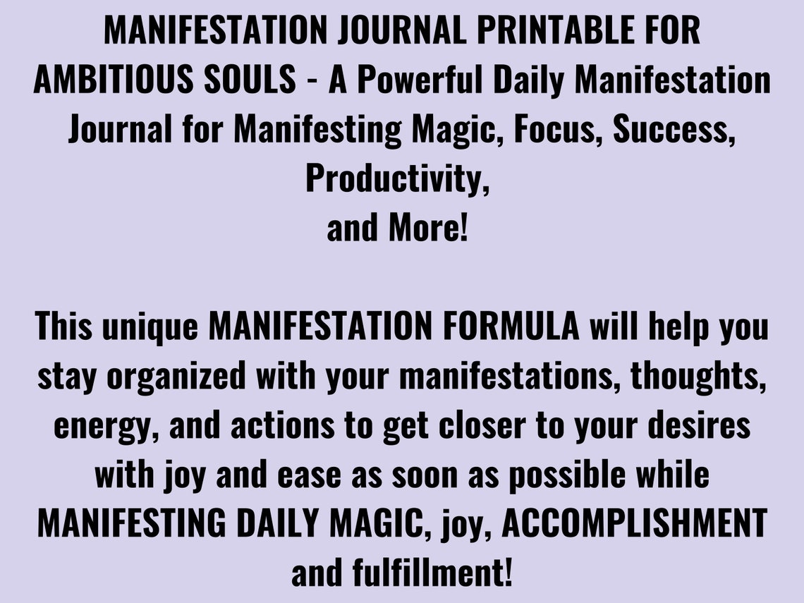 Daily Manifestation Magic Printable Journal Manifest Focus ...