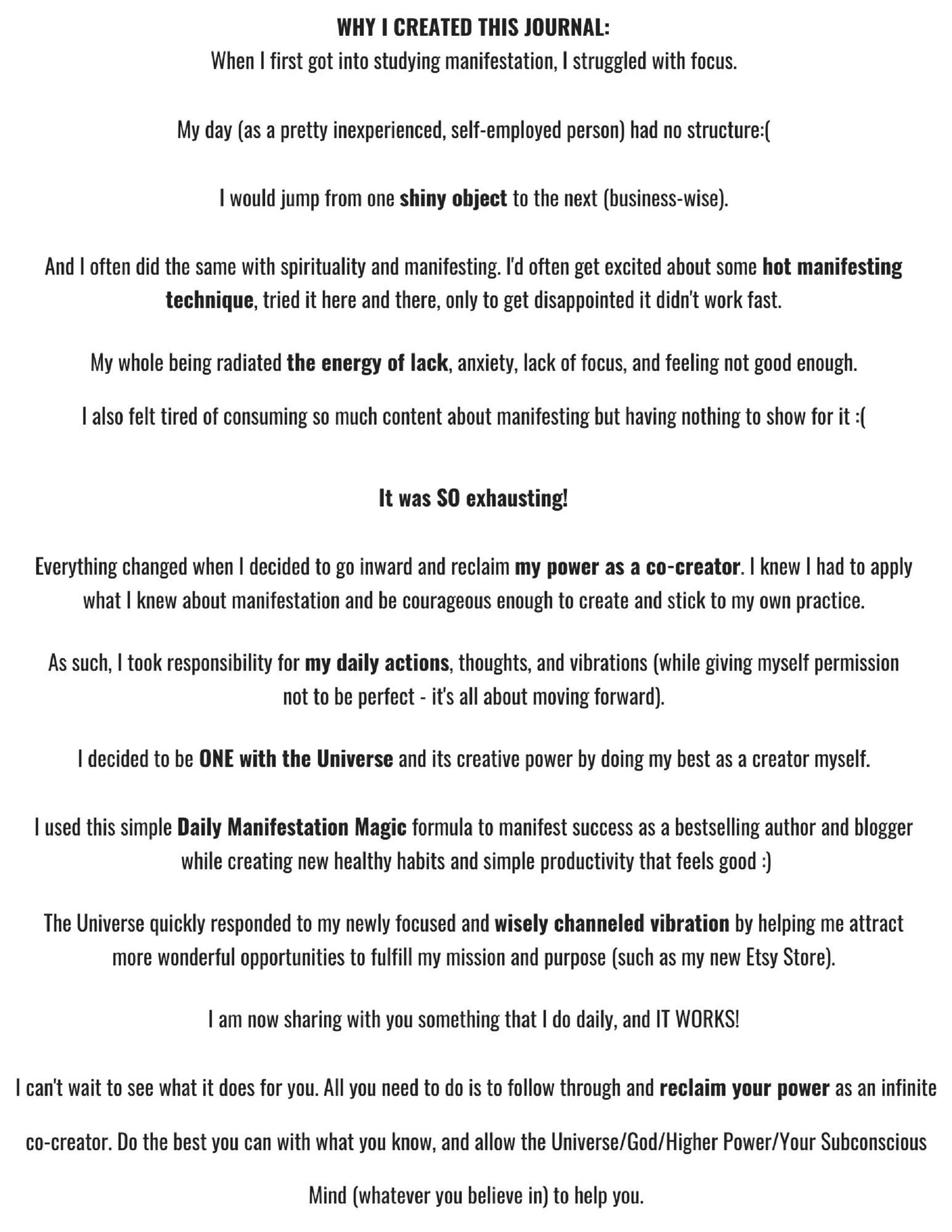 Daily Manifestation Magic Printable Journal - Manifest Focus ...