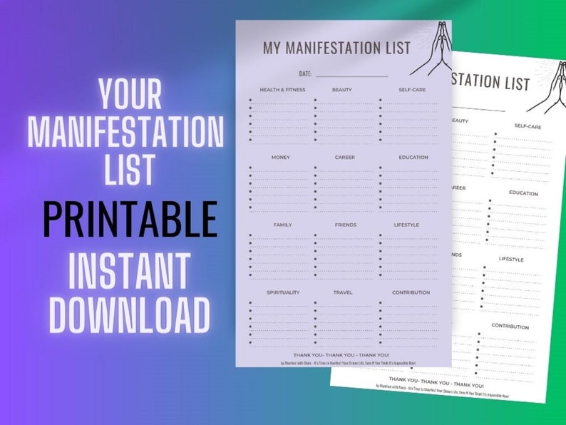 Holistic Manifestation List Printable - Manifest Success in All Areas ...