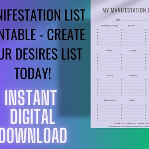 Holistic Manifestation List Printable - Manifest Success in All Areas ...