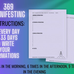 369 Manifestation - Printable Journal Page - Unlock the Power of 369 ...