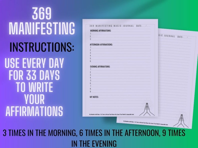 369 Manifestation - Printable Journal Page - Unlock the Power of 369 ...