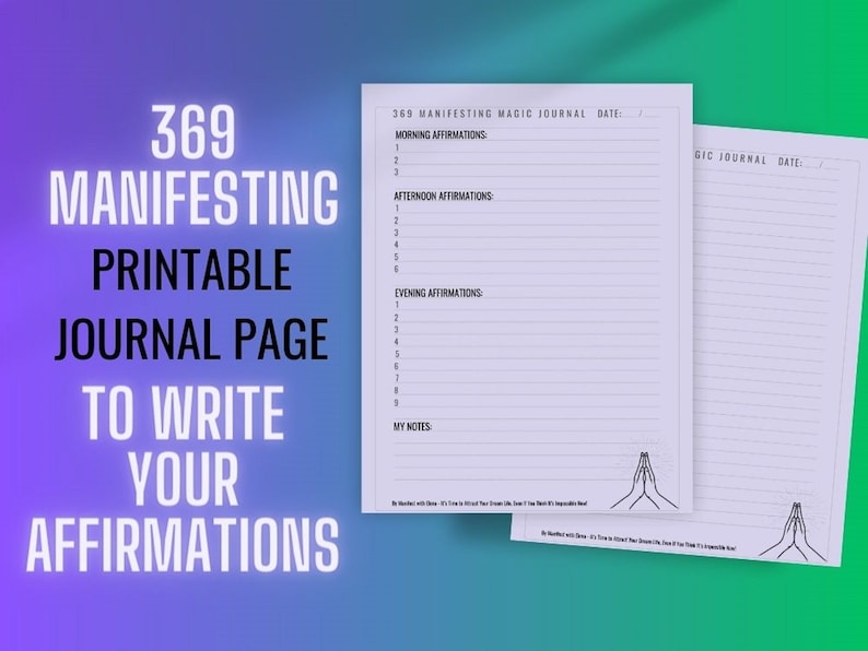 369 Manifestation - Printable Journal Page - Unlock the Power of 369 ...