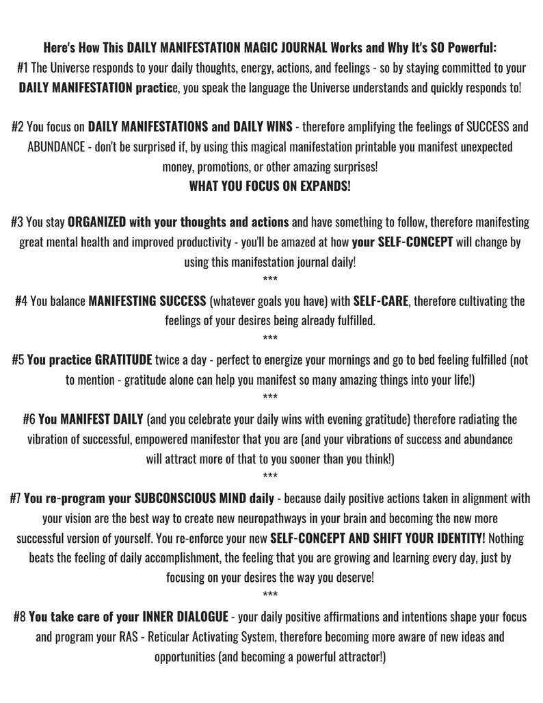 Daily Manifestation Magic Printable Journal - Manifest Focus ...