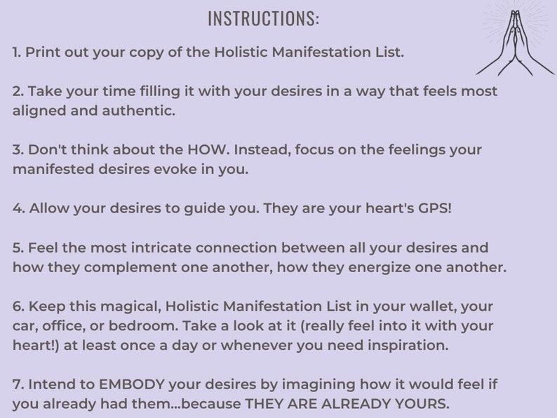 Holistic Manifestation List Printable - Manifest Success in All Areas ...