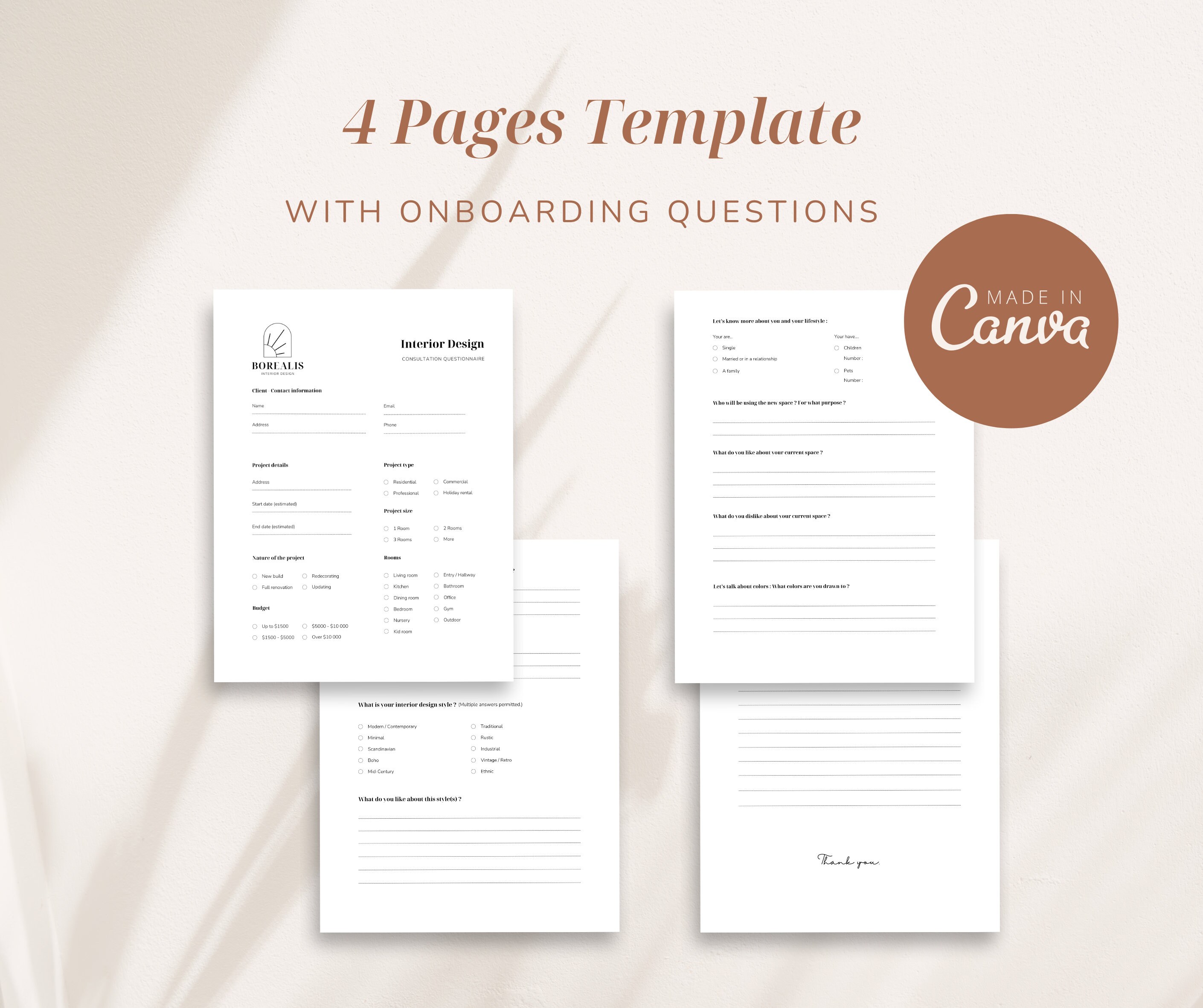 Interior Design Client Questionnaire | Onboarding Template | Minimal ...