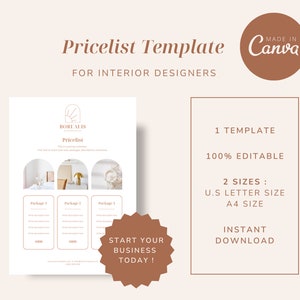 Price List Template Canva Template Interior Designer Photograph Wedding ...