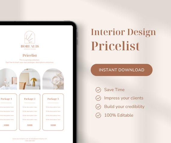 Interior designer price list store