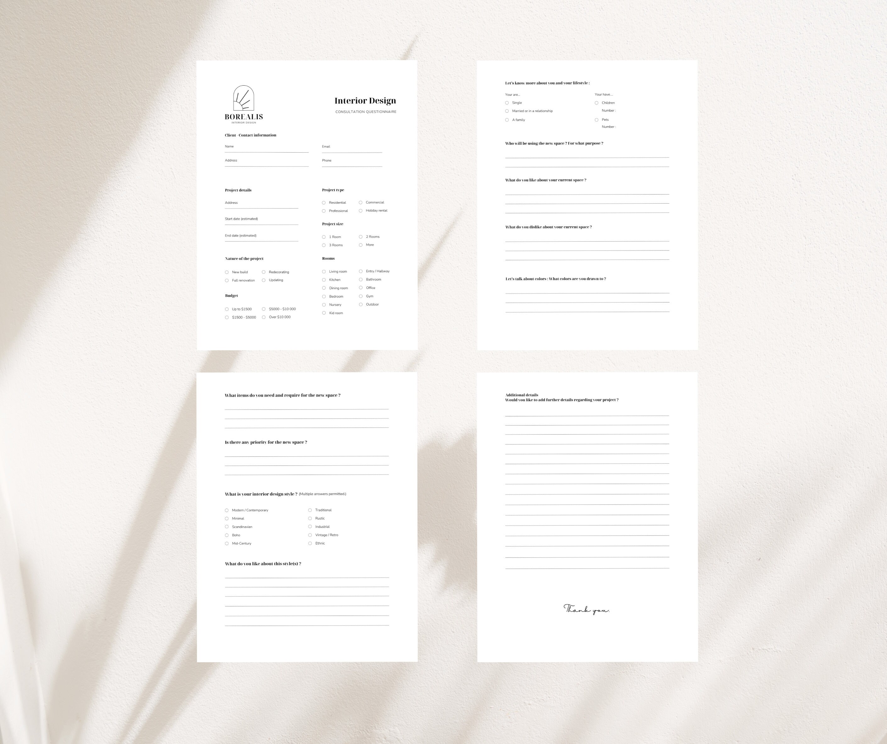 Interior Design Client Questionnaire | Onboarding Template | Minimal ...