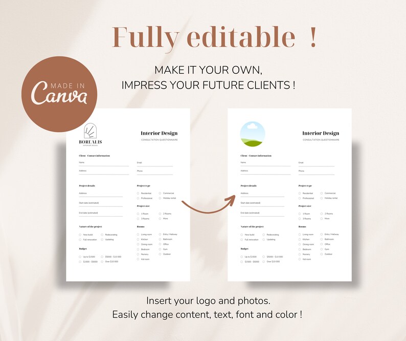 Interior Design Client Questionnaire | Onboarding Template | Minimal ...