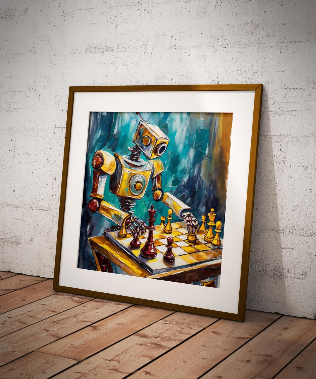 Colorful Abstract Robot Art Poster, the Thinking Machine Chess Player ...
