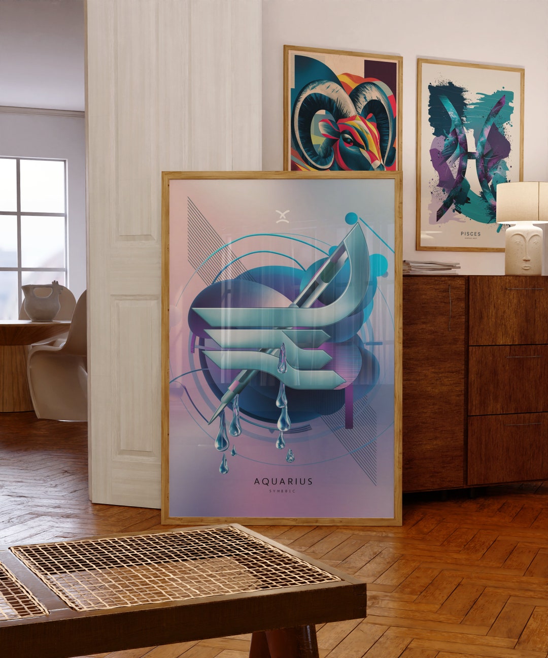 Modern Aquarius Zodiac, Wall Art Poster, Abstract Home Decor, PDF ...