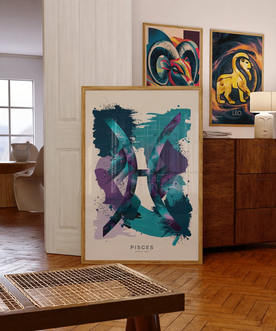 Abstract Pisces Zodiac Poster, Downloadable Modern Wall Art - Etsy