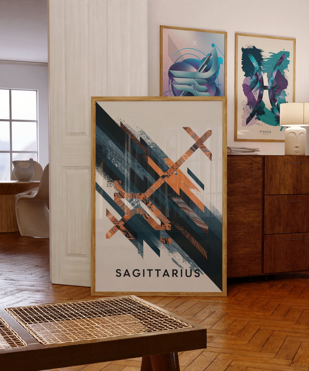Vibrant Sagittarius Wall Art, Blue-orange Abstract Design, Printable ...