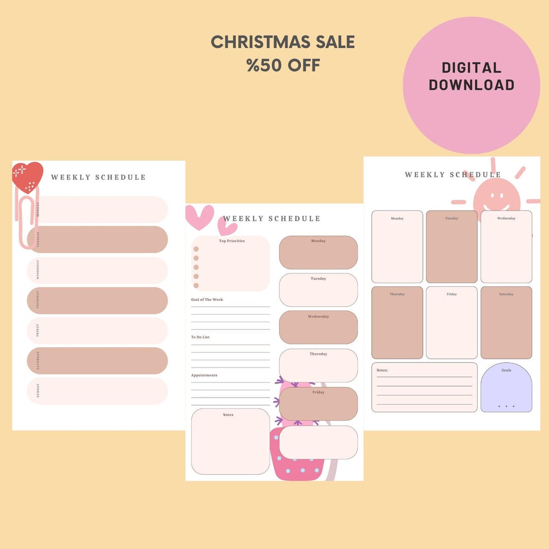 Planner Set 4, Weekly Planner, Printable Planners, Planner Templates ...