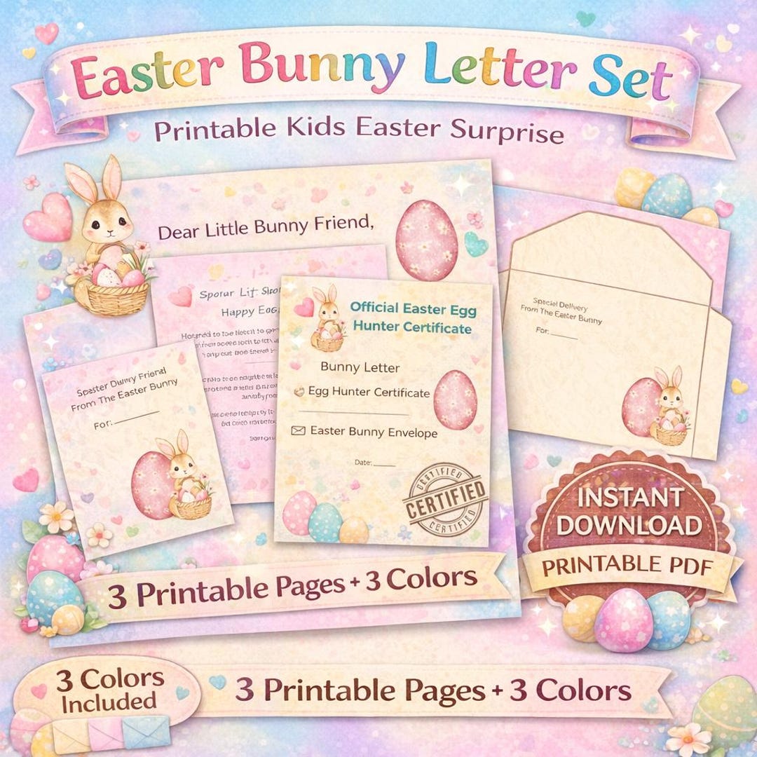 Easter Bunny Letter Printable, Easter Egg Hunt Certificate, Bunny ...