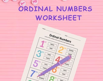 Ordinal Numbers Worksheet 1 to 100 - Etsy
